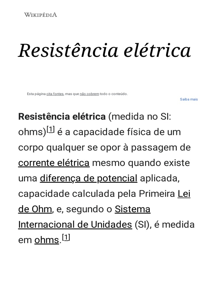 Resistencia Eletrica | PDF | Resistência elétrica e condutividade | Ciências Físicas