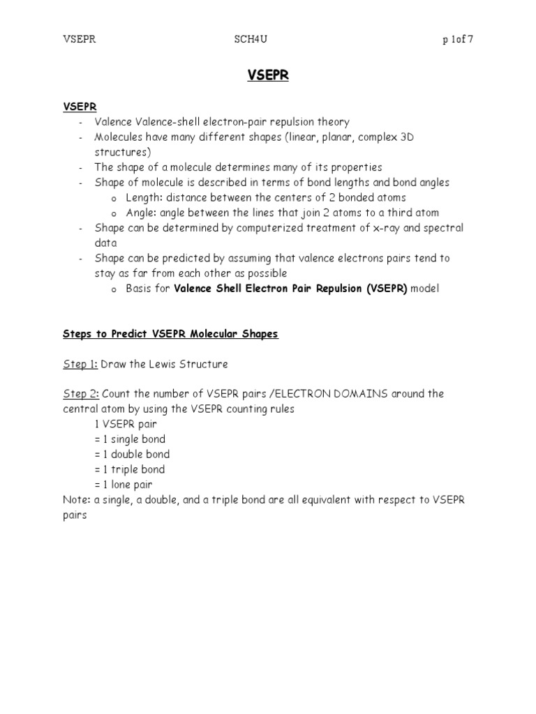 VSEPR Theory Note | PDF