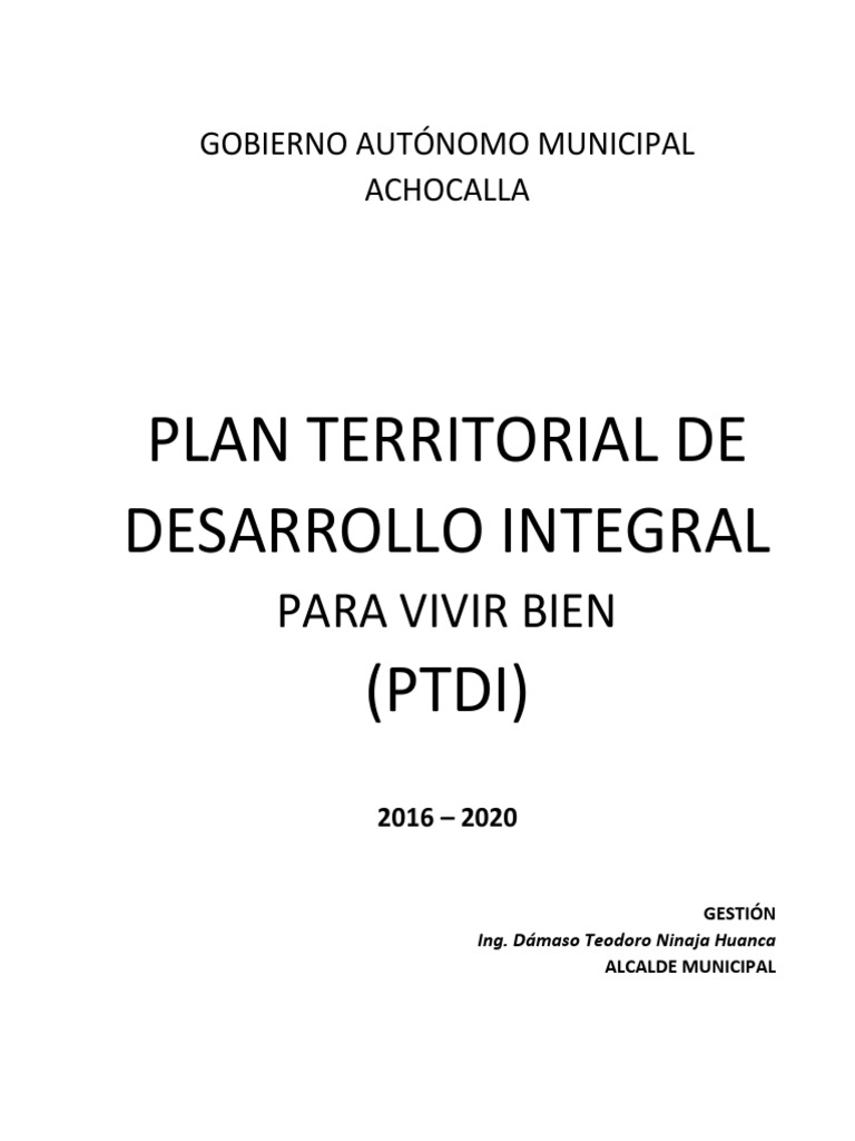 Ptdi Achocalla | PDF | Planificación | Planificación urbana
