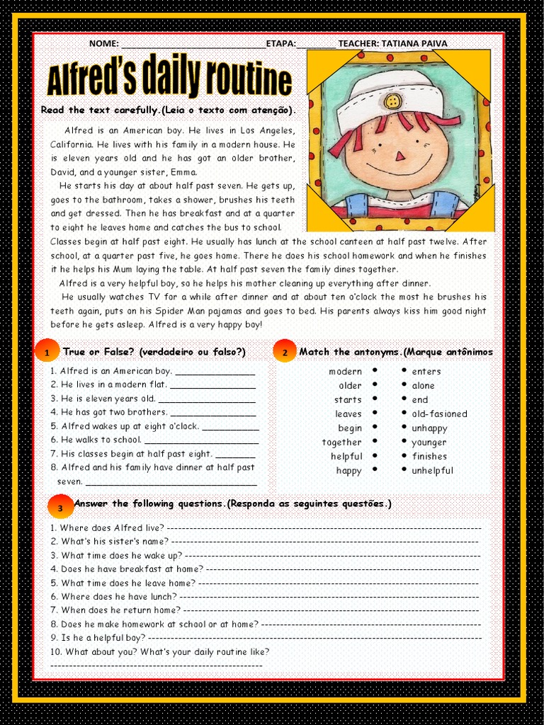 Alfreds Daily Routine Reading | PDF