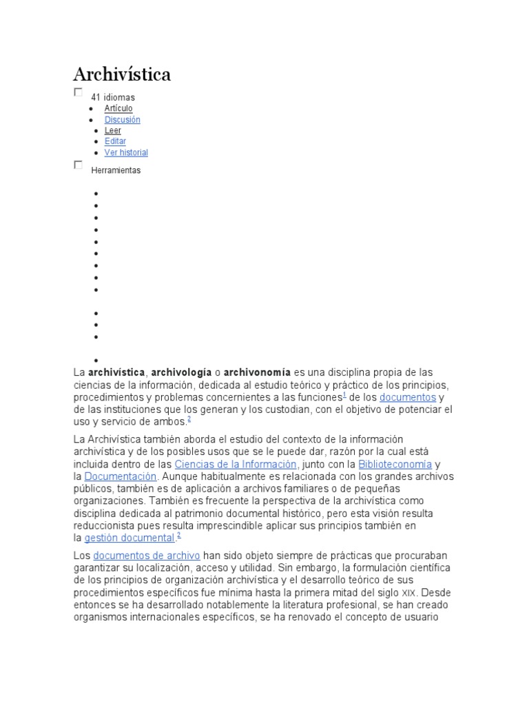 Qué es la Archivística | PDF | Filosofía