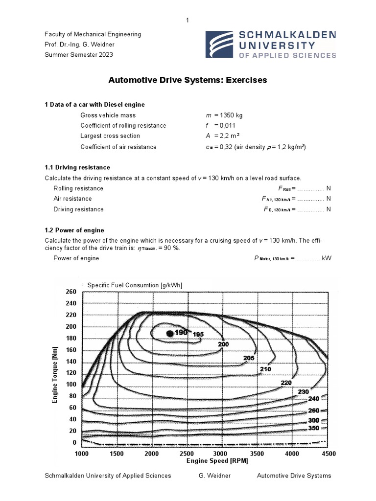 Automotive Drive Systems Exercises | PDF | Science & Mathematics