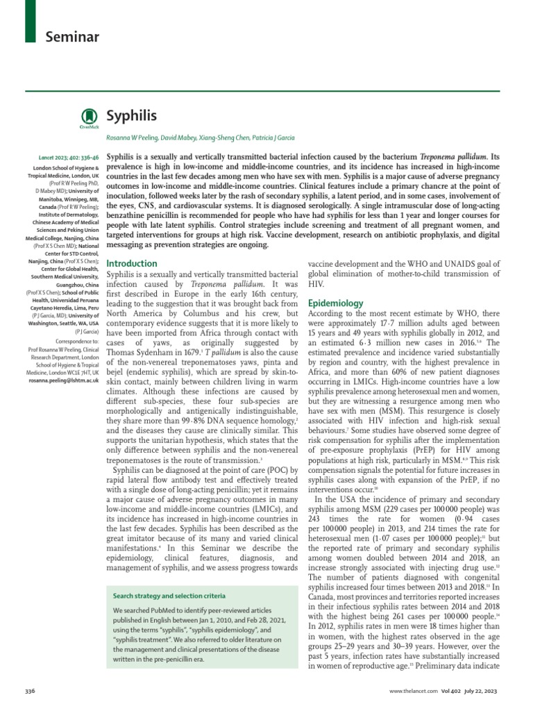 Syphilis Lancet 2023 | PDF