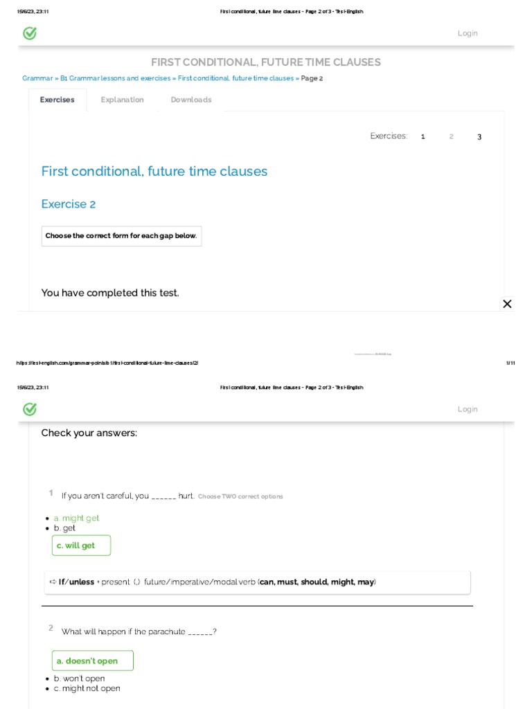 First Conditional, Future Time Clauses - Page 2 of 3 - Test-English ...