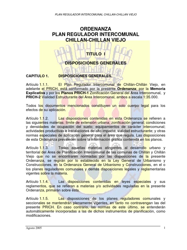 Plan Intercomunal Chillan - Chillan Viejo | PDF | Área rural | Urbanismo