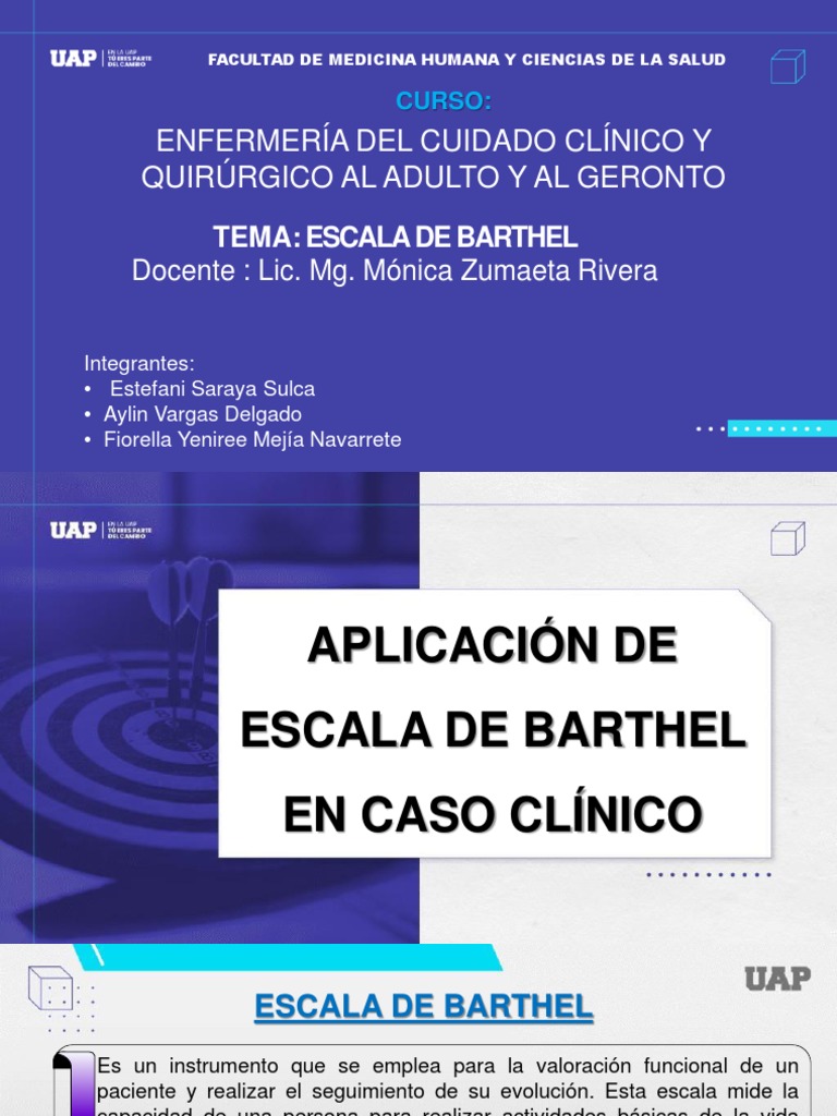 Aplicación de la Escala de Barthel | PDF | Ciencias de la Salud | Especialidades Medicas