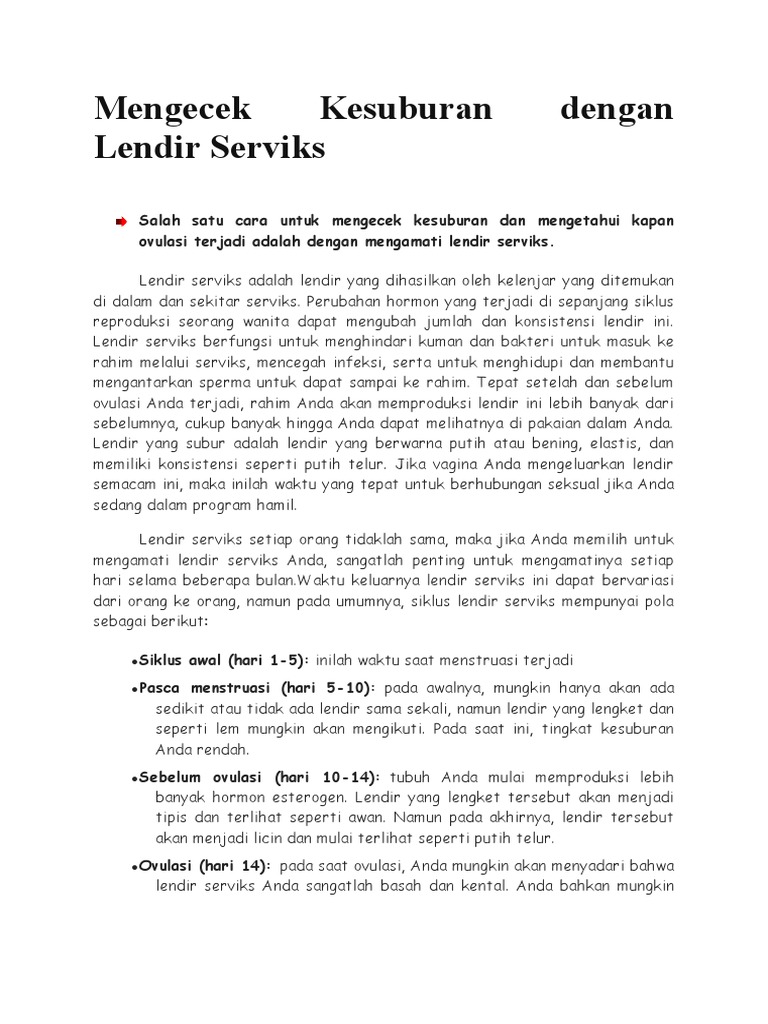 Mengecek Kesuburan Dengan Lendir Serviks | PDF