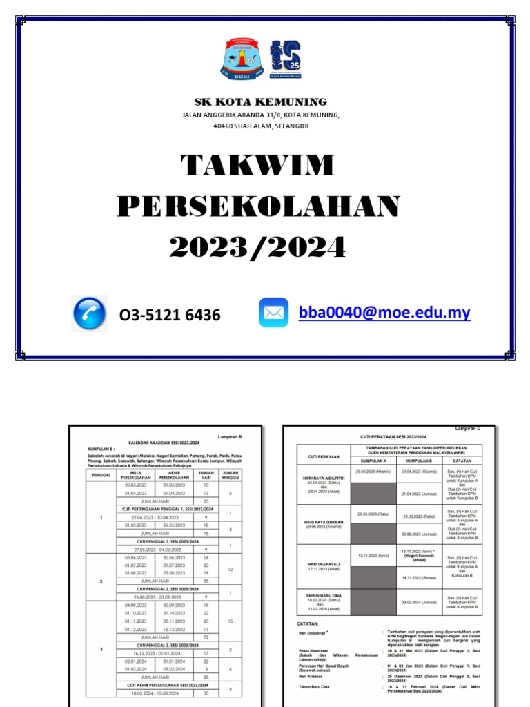 Takwim 2023 - 2024 - SKKK | PDF