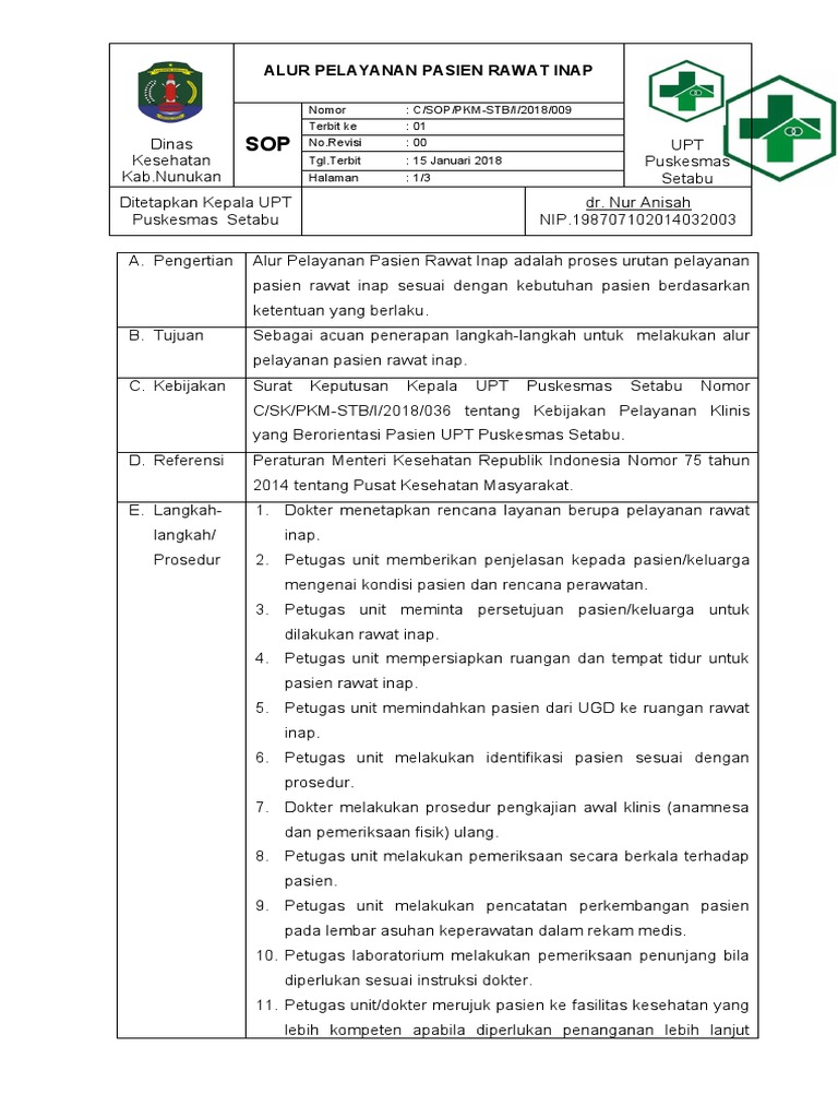 9.sop Alur Pelayanan Pasien Rawat Inap | PDF