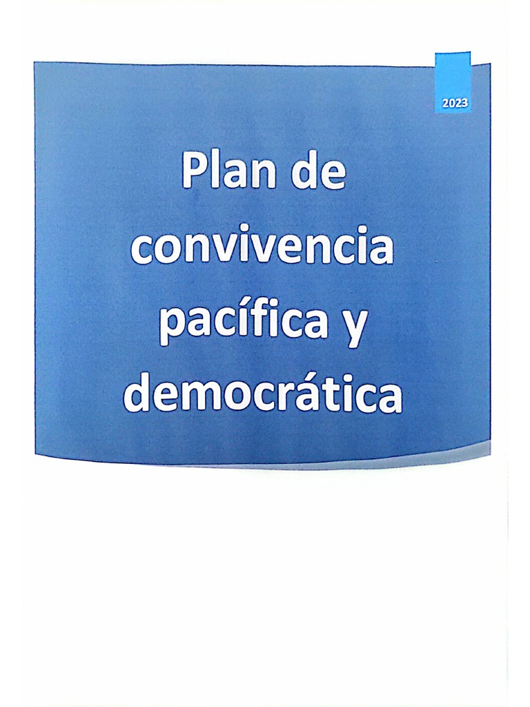 Plan De Convivencia Pacifica Y Democratica Pdf