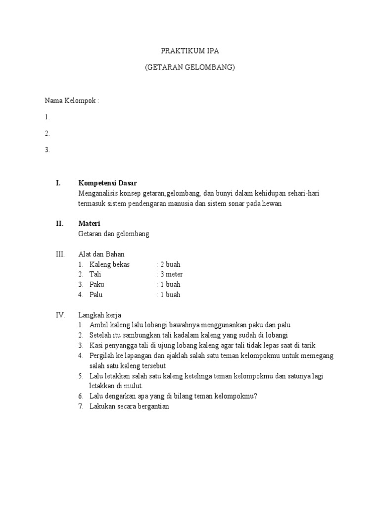 PRAKTIKUM IPA Kelas 8 | PDF