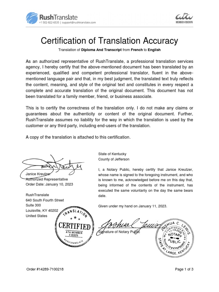 Diploma and Transcript Translation Cert | PDF | Educational Stages