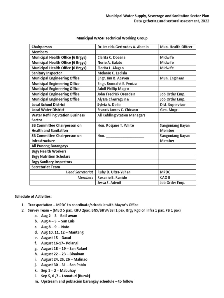 MWSS Plan | PDF | Sanitation | Public Health