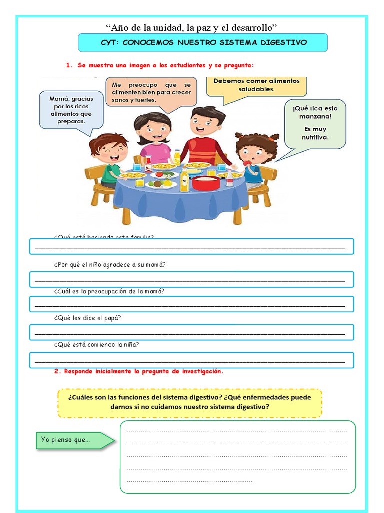 Ficha Cyt Jueves 27 Sist Digestivo 965727764 Prof Yessenia | PDF | Sistema digestivo humano ...
