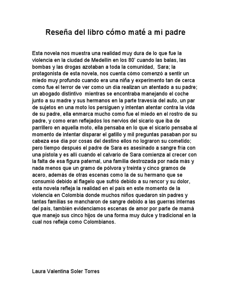 Reseña Del Libro Cómo Maté A Mi Padre | PDF