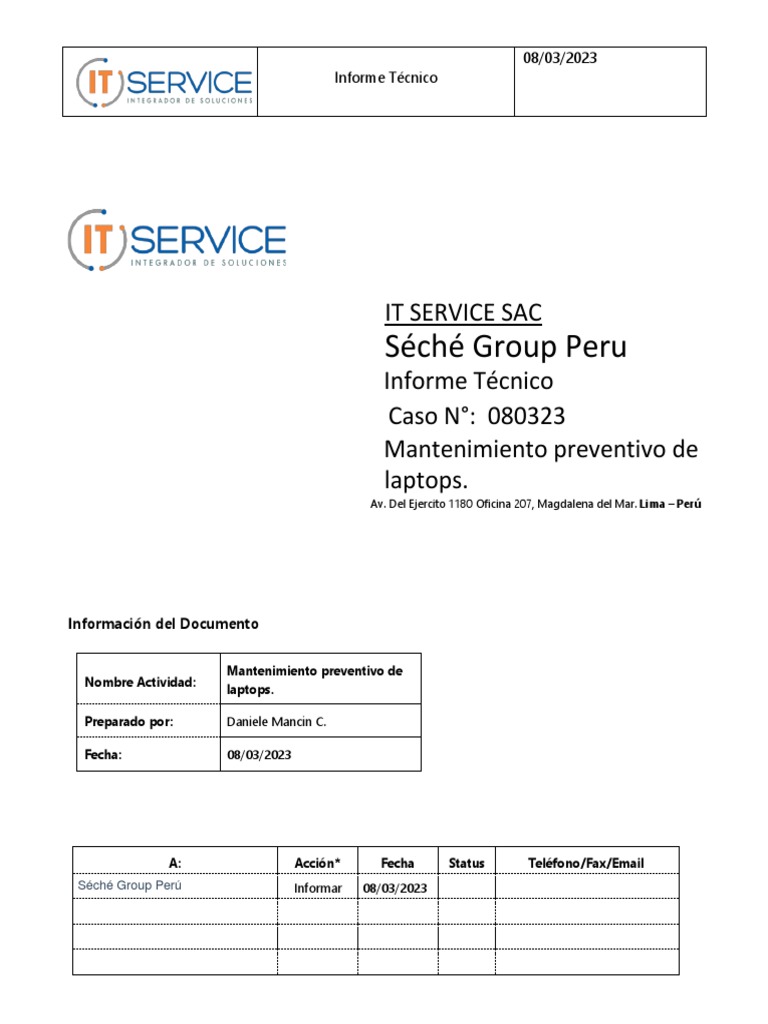 Informe Séché Group Peru 1era Visita | PDF