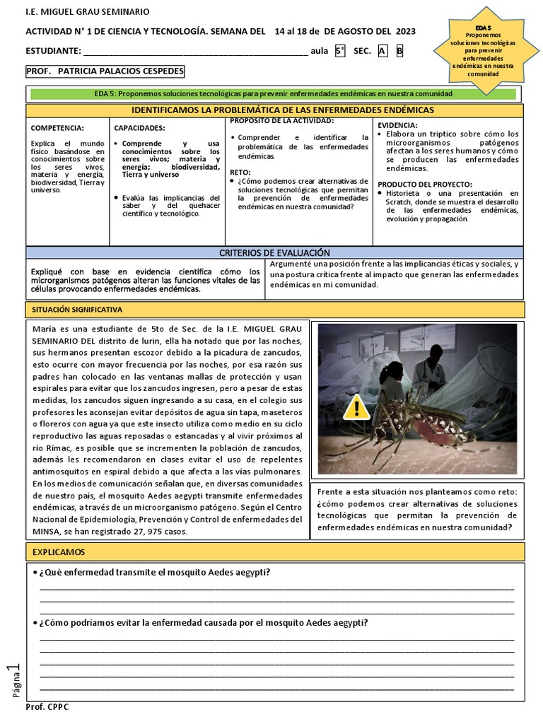5° Sec. Semana 1 explica EDA 5 CYT 2023 (2) | PDF | Resfriado comun | Virus