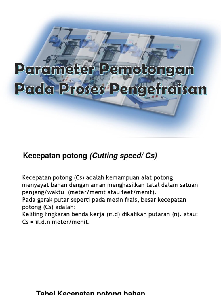 Modul Frais Parameter Pemotongan | PDF