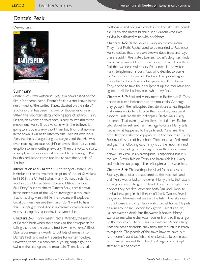 Dante's Peak: Teacher's Notes Summary | PDF | Volcano
