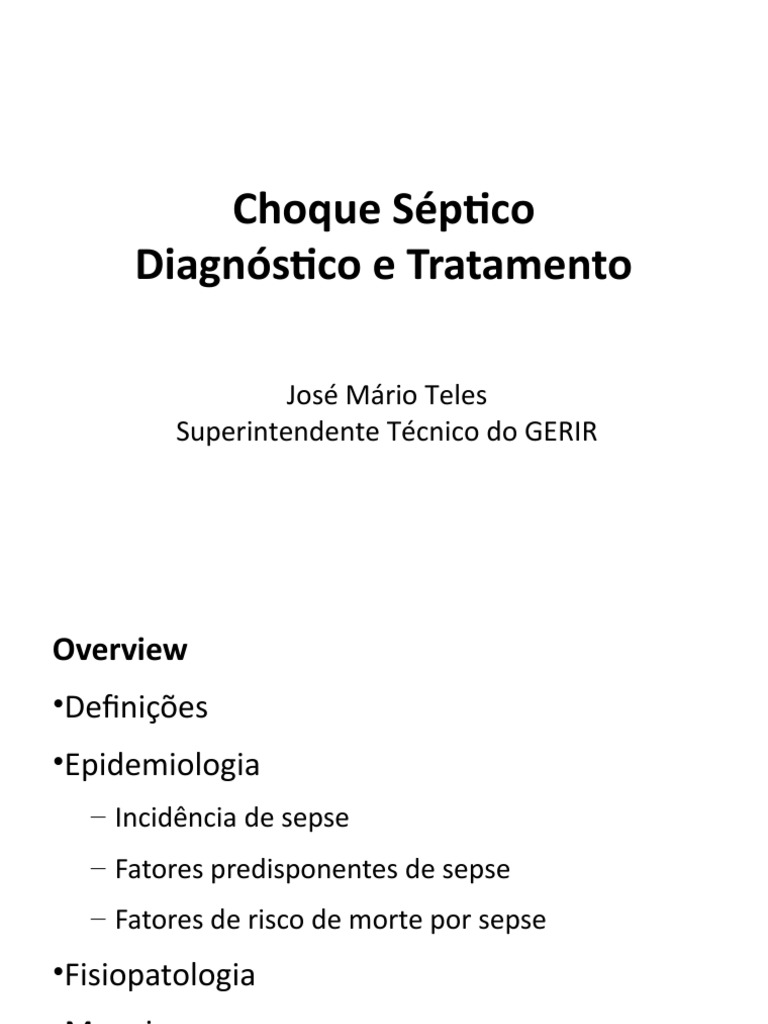 Choque Séptico. Diagnóstico e Tratamento | PDF | Sepse | Doenças e ...
