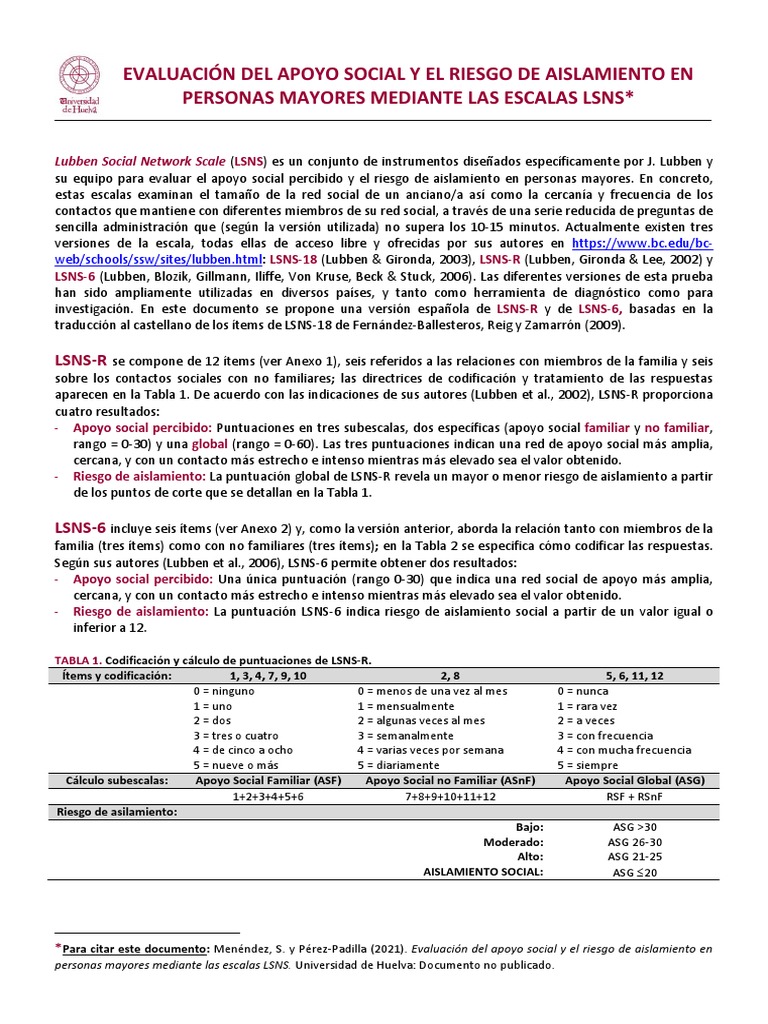 LSNS | PDF | Ciencias del comportamiento | Conceptos psicologicos