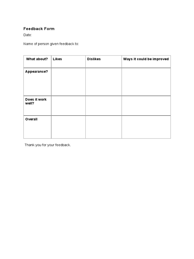 Feedback Form Template | PDF