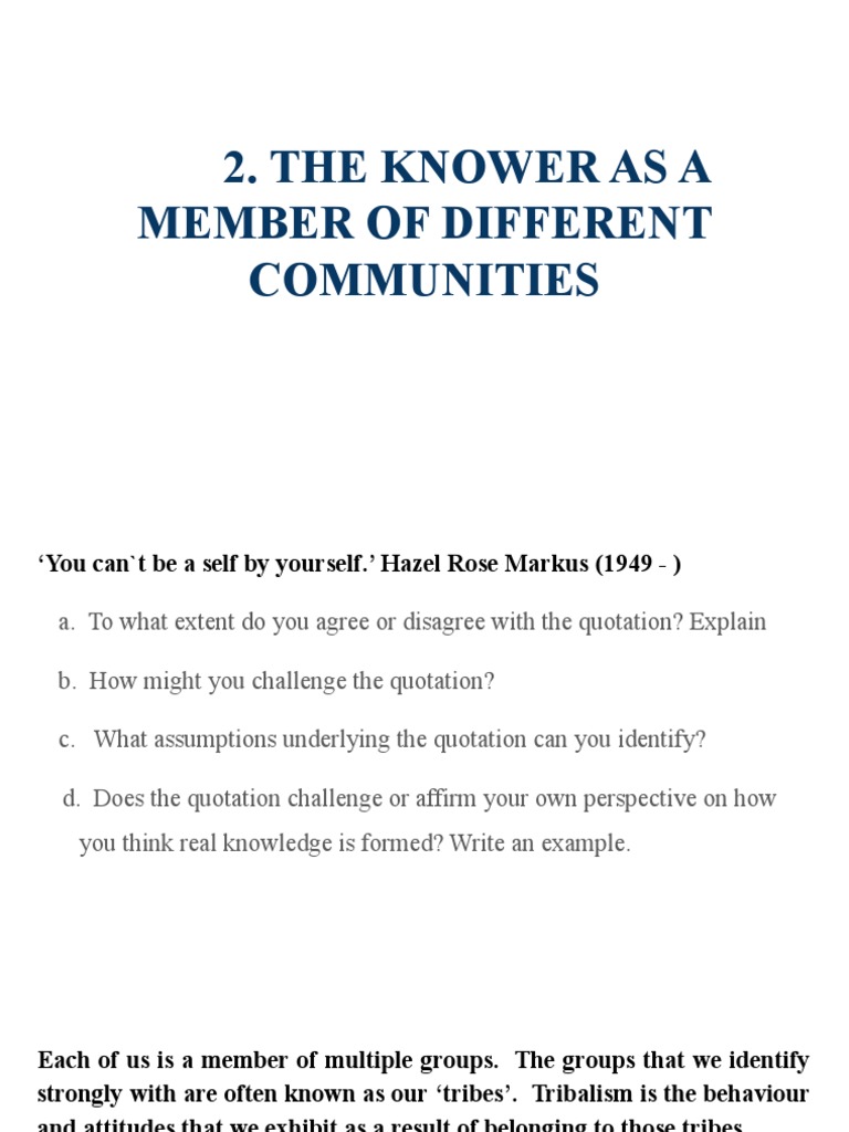 The Knower As A Member of Different Communities | PDF | Knowledge ...