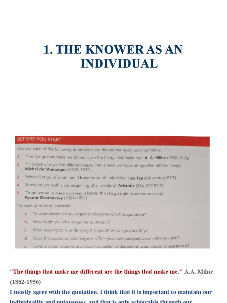 The Knower As An Individual | PDF