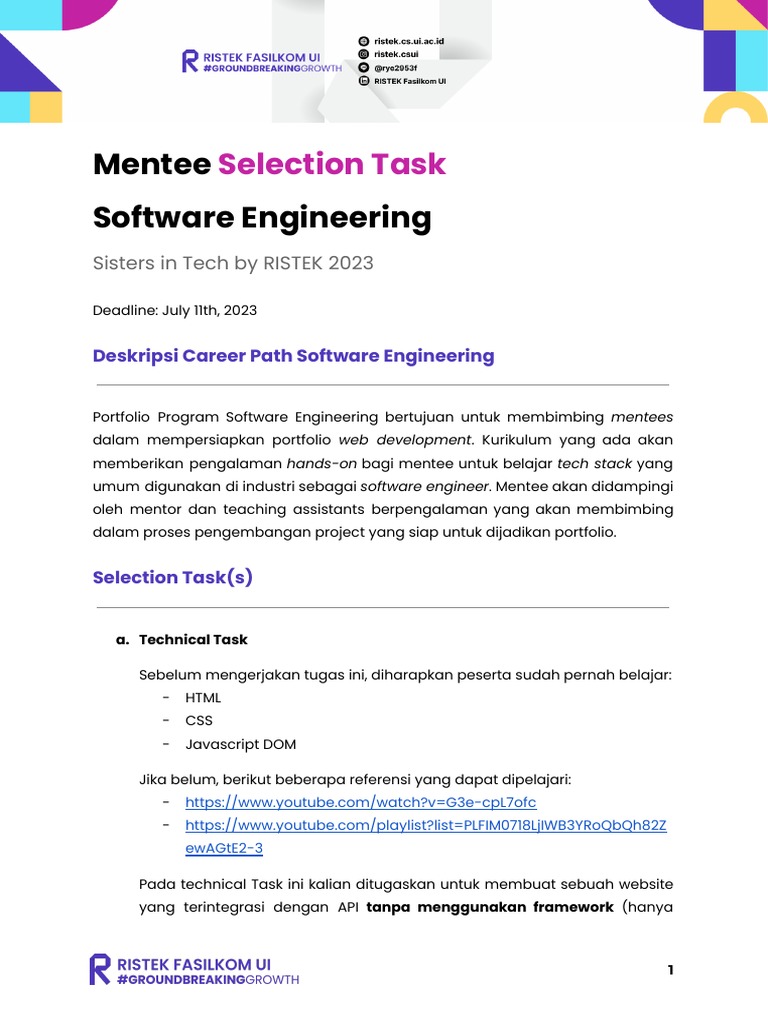 Tugas Seleksi Mentee Software Engineering | PDF