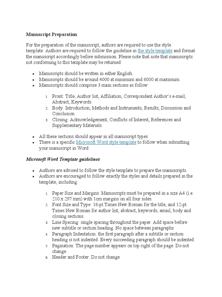 Manuscript Preparation | PDF