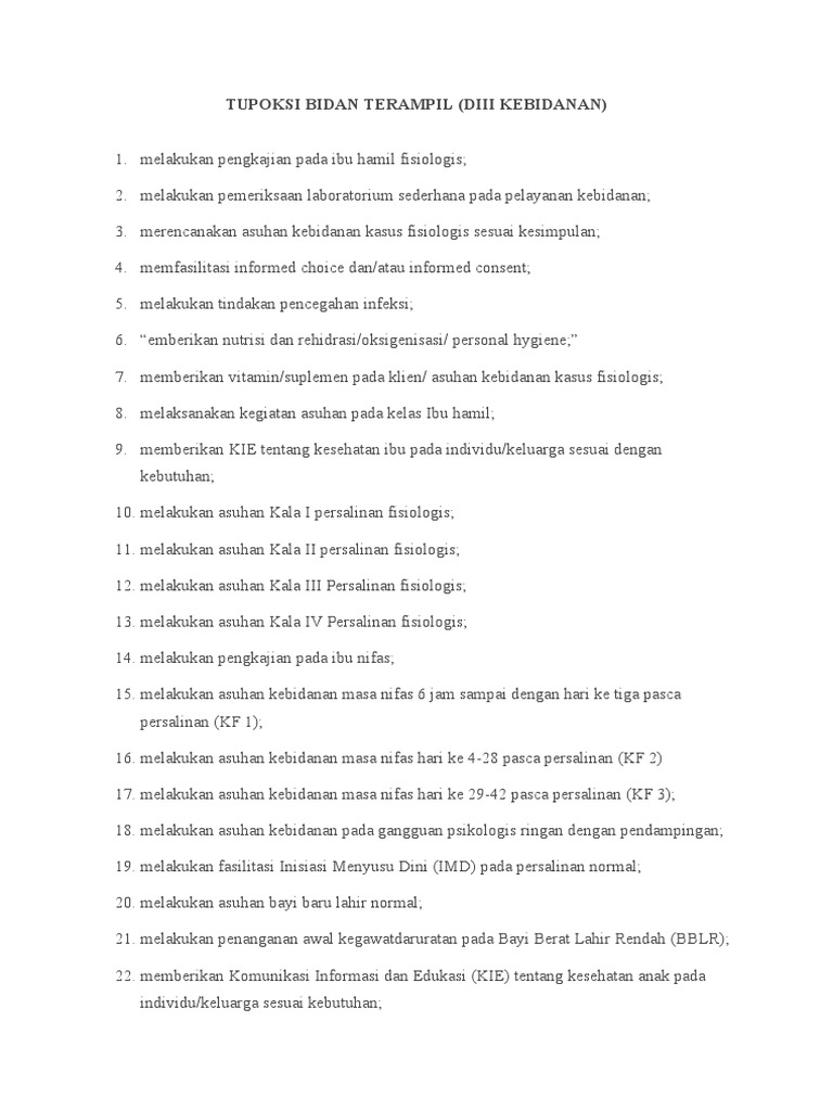 Tupoksi Bidan | PDF | Kesehatan Holistik | Sains & Matematika
