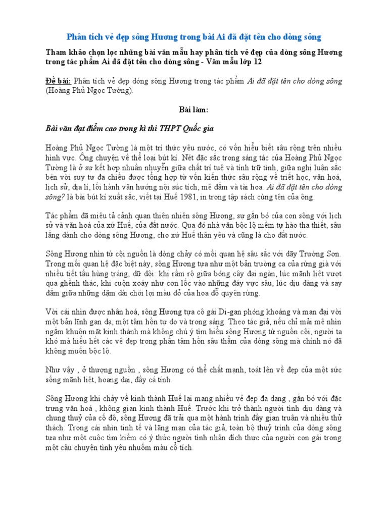 Ve Dep Song Huong Trong Ai Da Dat Ten Cho Dong Song | PDF