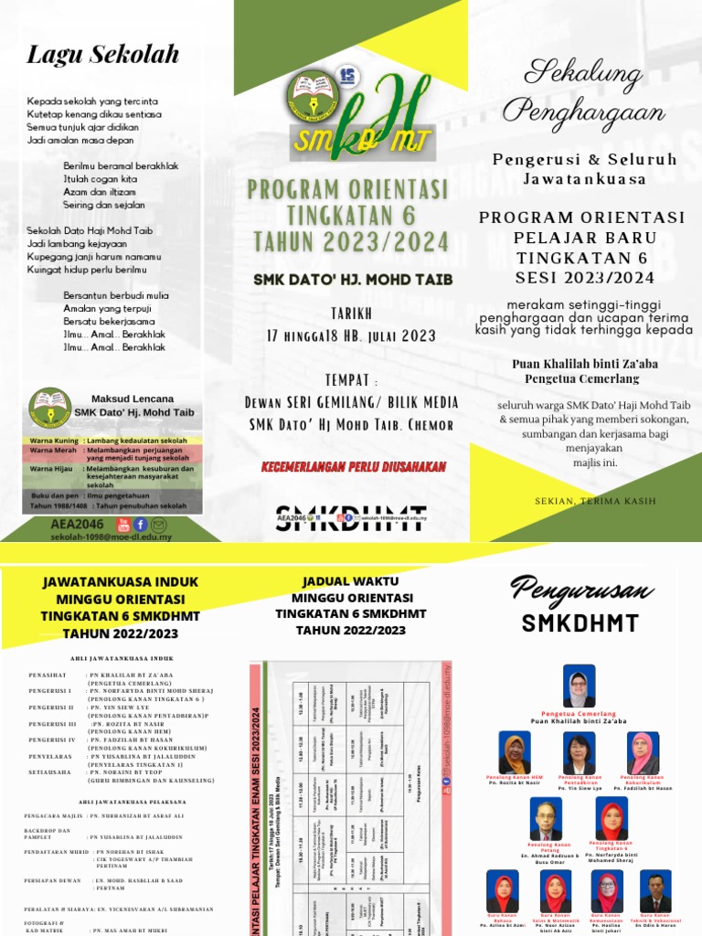 (Original Size) PAMPLET PROGRAM ORIENTASI TINGKATAN 1 (Brochure) | PDF