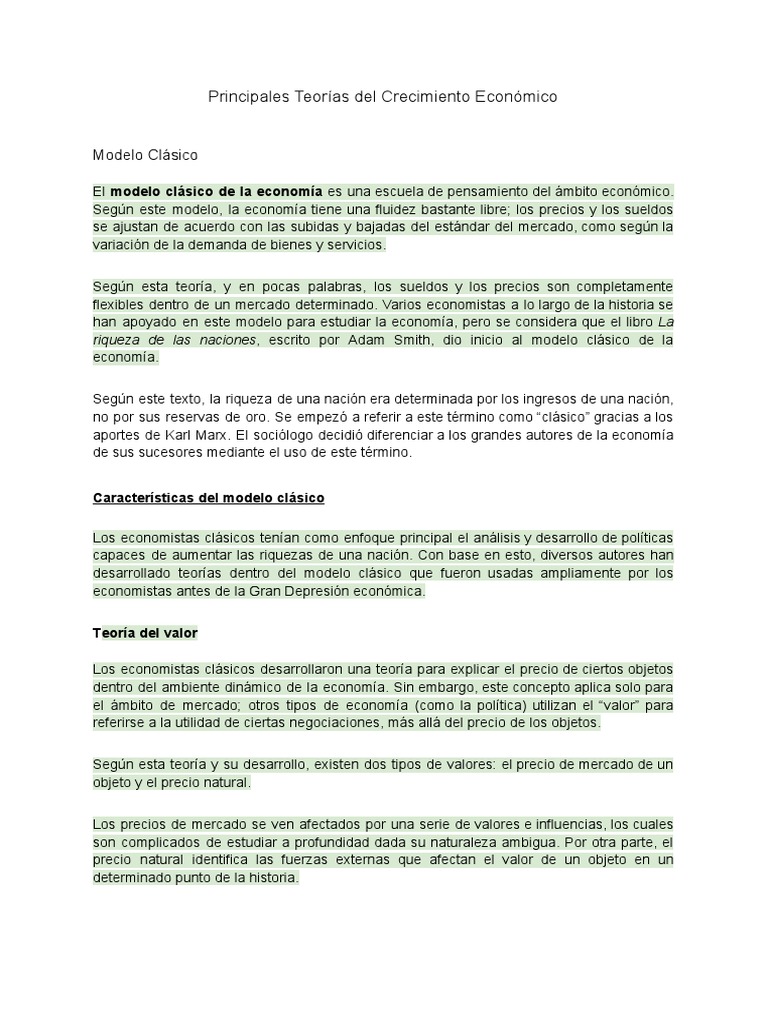 Teorías Del Crecimiento Económico | PDF | Crecimiento económico | Ciencias económicas