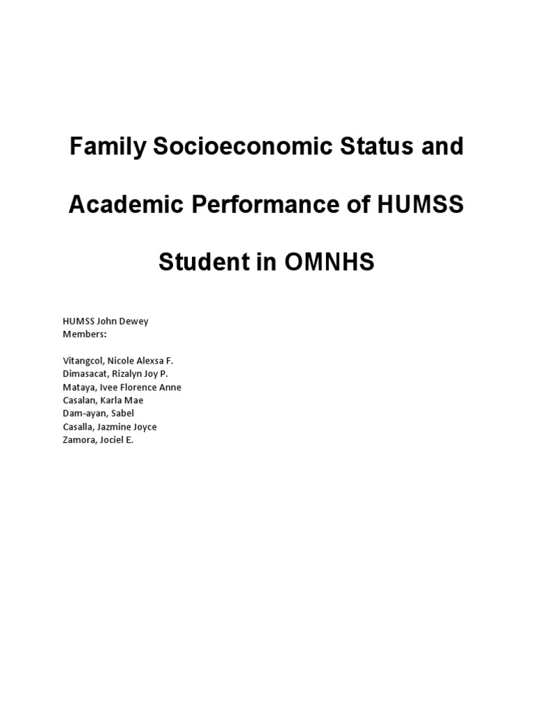 PR2 - CHAPTER 1 Revised Final | PDF | Socioeconomic Status | Family
