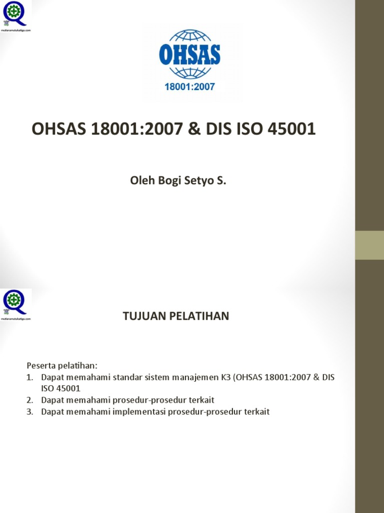 Materi OHSAS - DIS ISO 45001 Baru | PDF