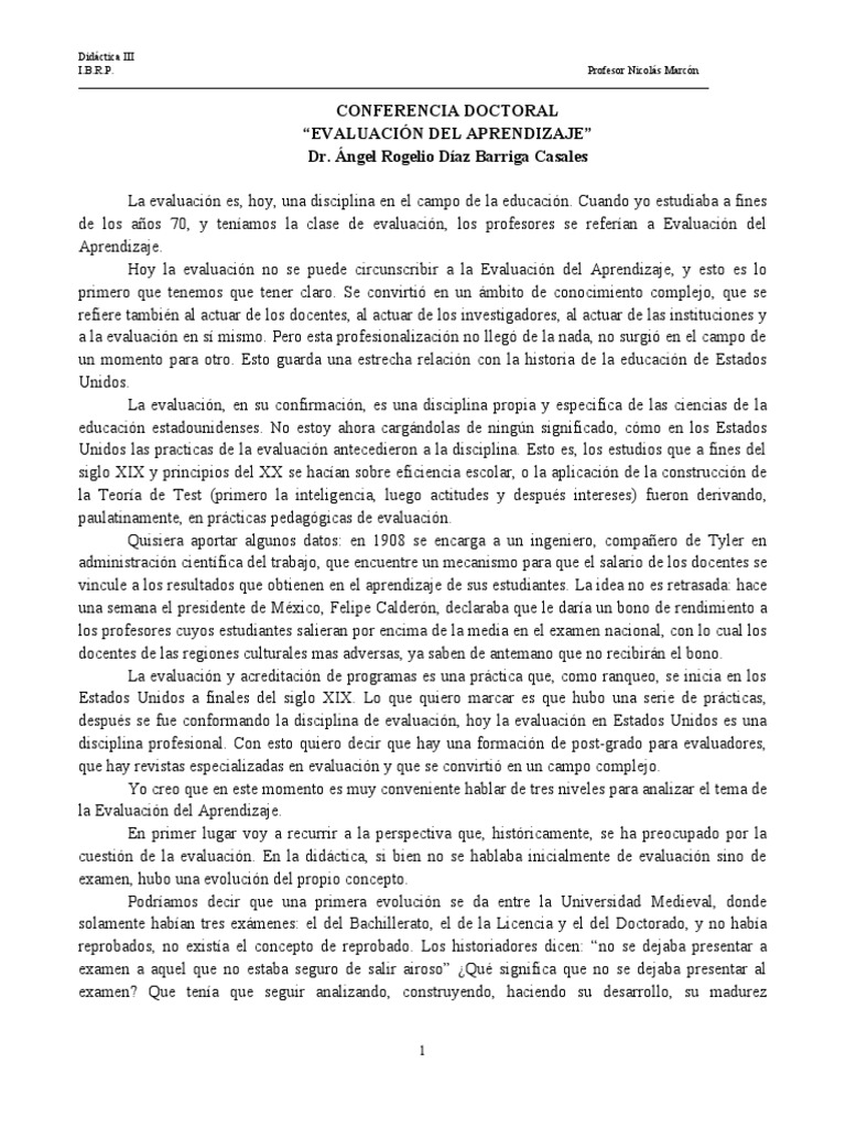 La Evaluacion - Diaz Barriga | PDF | Evaluación | Enseñando