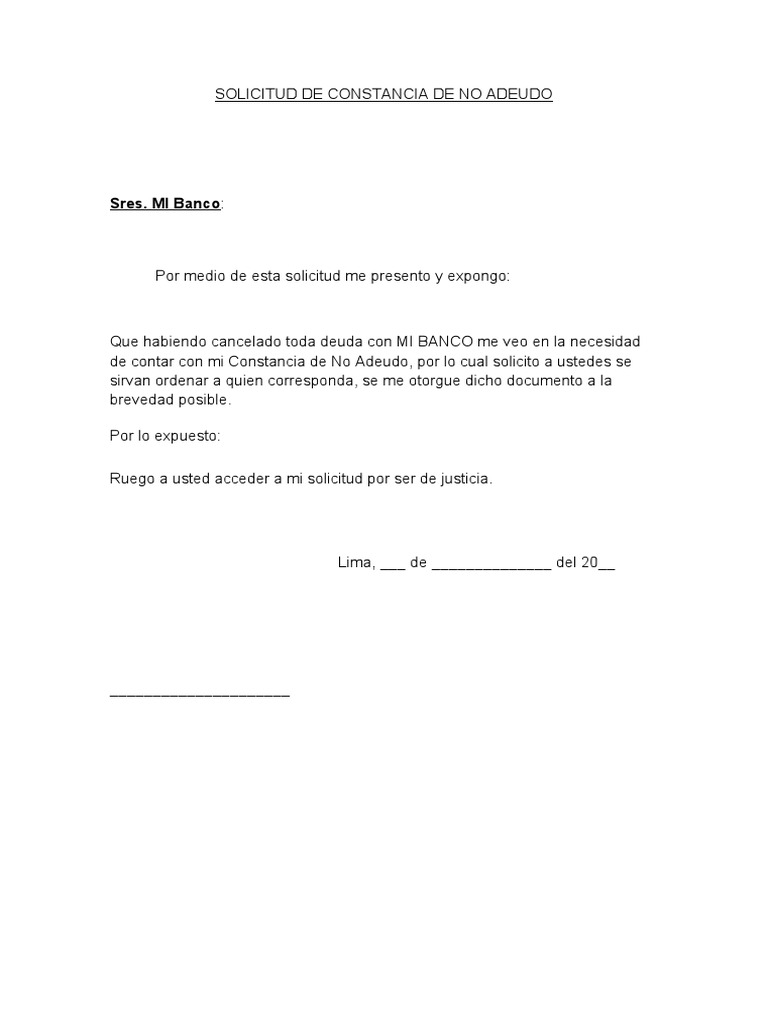 Solicitud de Constancia de No Adeudo | PDF