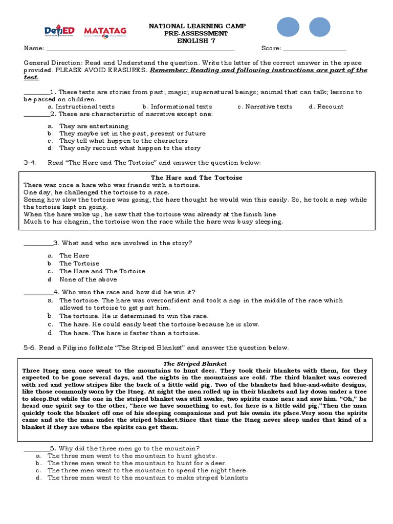 pre-assessment-NLC | PDF