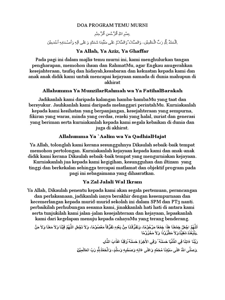 DOA PROGRAM MOTIVASI | PDF