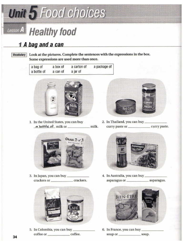 Unit 5 Food Choices Touchstone | PDF