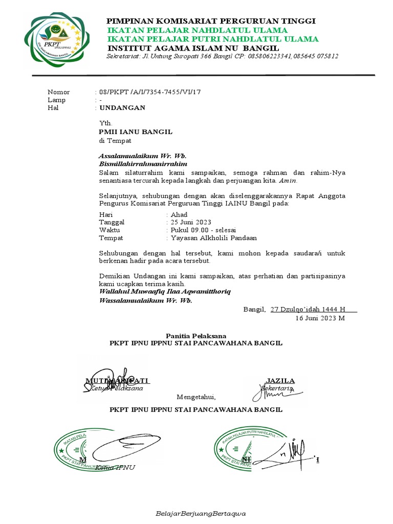 Undangan Pmii (Iainu Bangil) | PDF