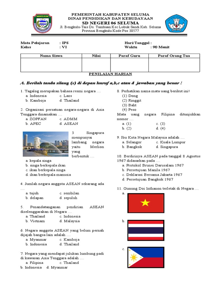 Soal PH IPS Kelas 6 Semester 1 Oke | PDF