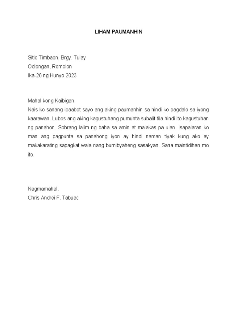 Liham Paumanhin | PDF