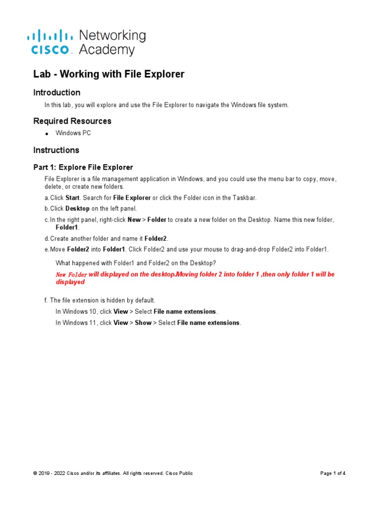 W7 - StudentName - Prog - Group - 11.1.4.11 Lab - Working With File Explorer | PDF | Computer ...