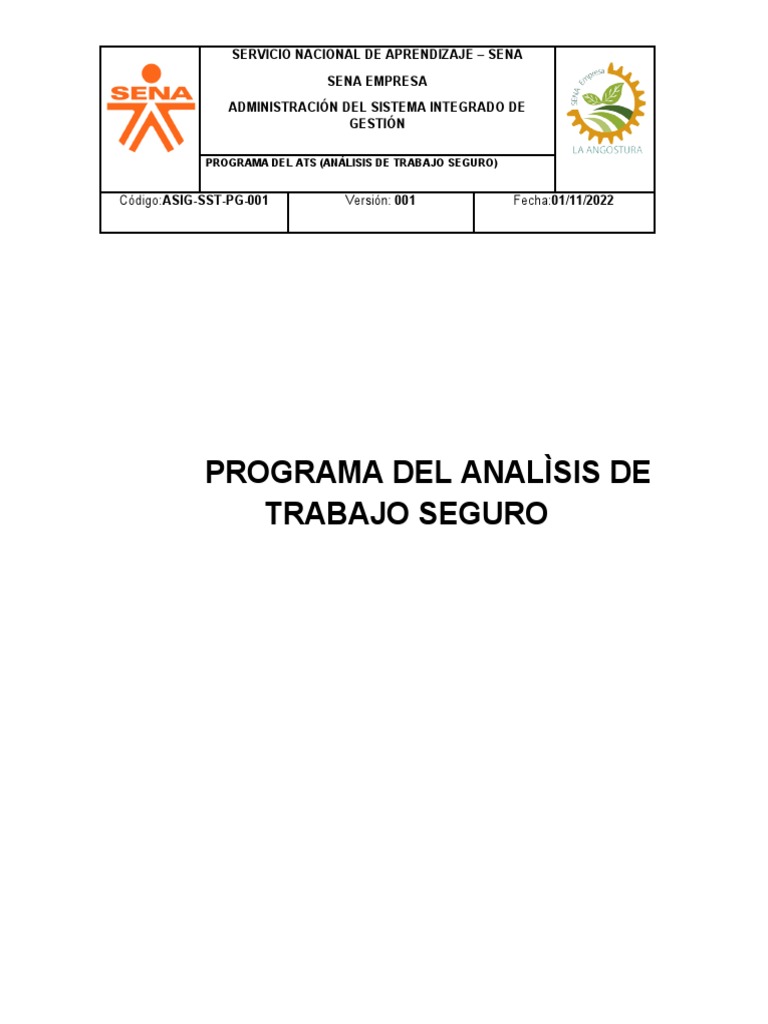 Programa Analisis Te Trabajo Seguro (ATS) | PDF