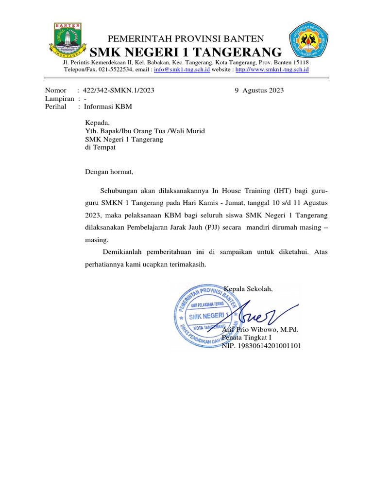 Surat Edaran Orang Tua | PDF