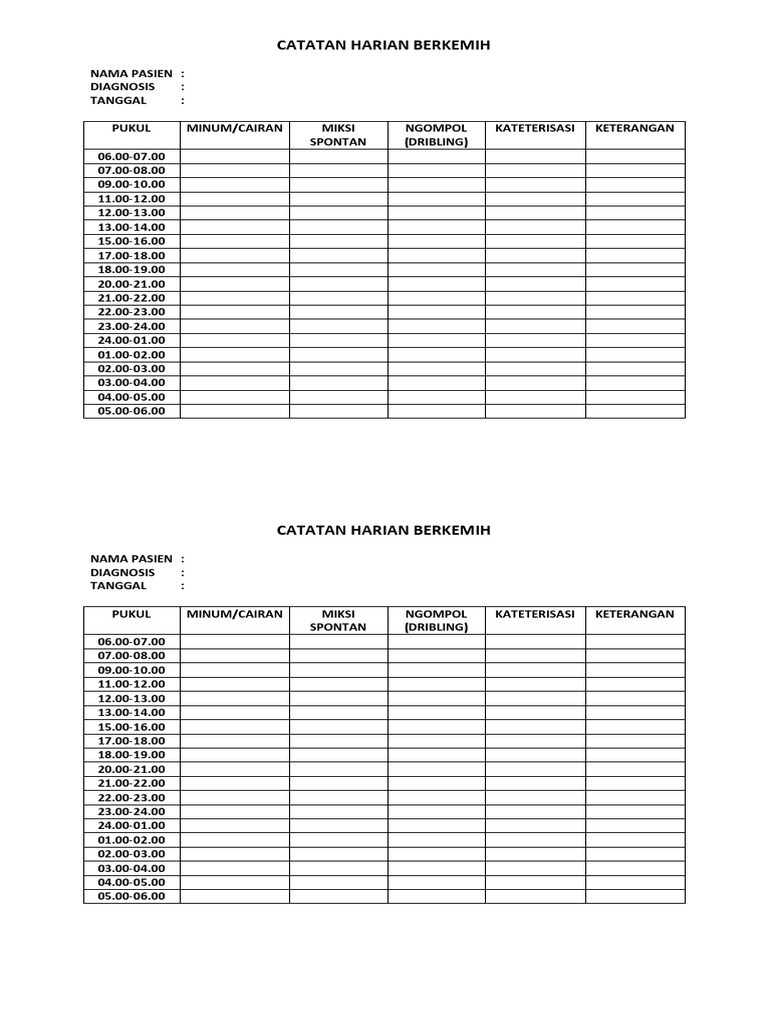 Catatan Harian Berkemih | PDF