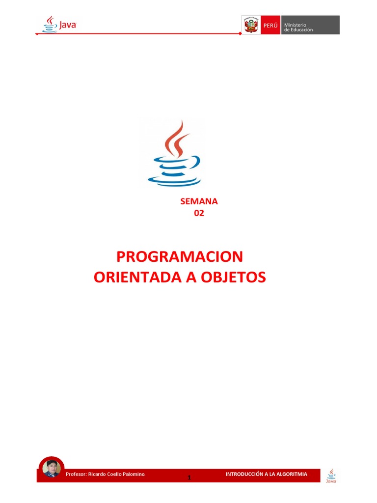Semana 02 Poo 01 Pdf Programación Orientada A Objetos Objeto