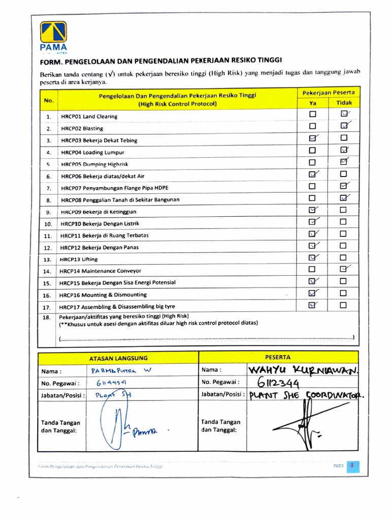 Form Hrcp Plant Dept. | PDF